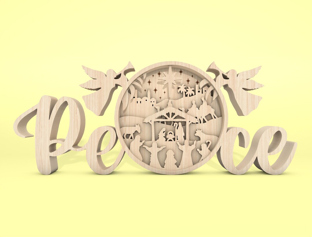 Multilayer Peace Scene Art Svg, Nativity Scene Svg, Christmas Scene Svg ...