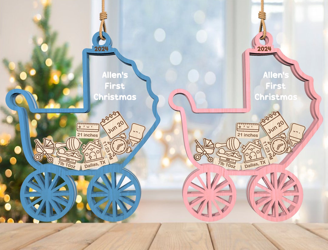 Personalized Baby's First Christmas Ornament SVG, 4D Shaker Ornament ...