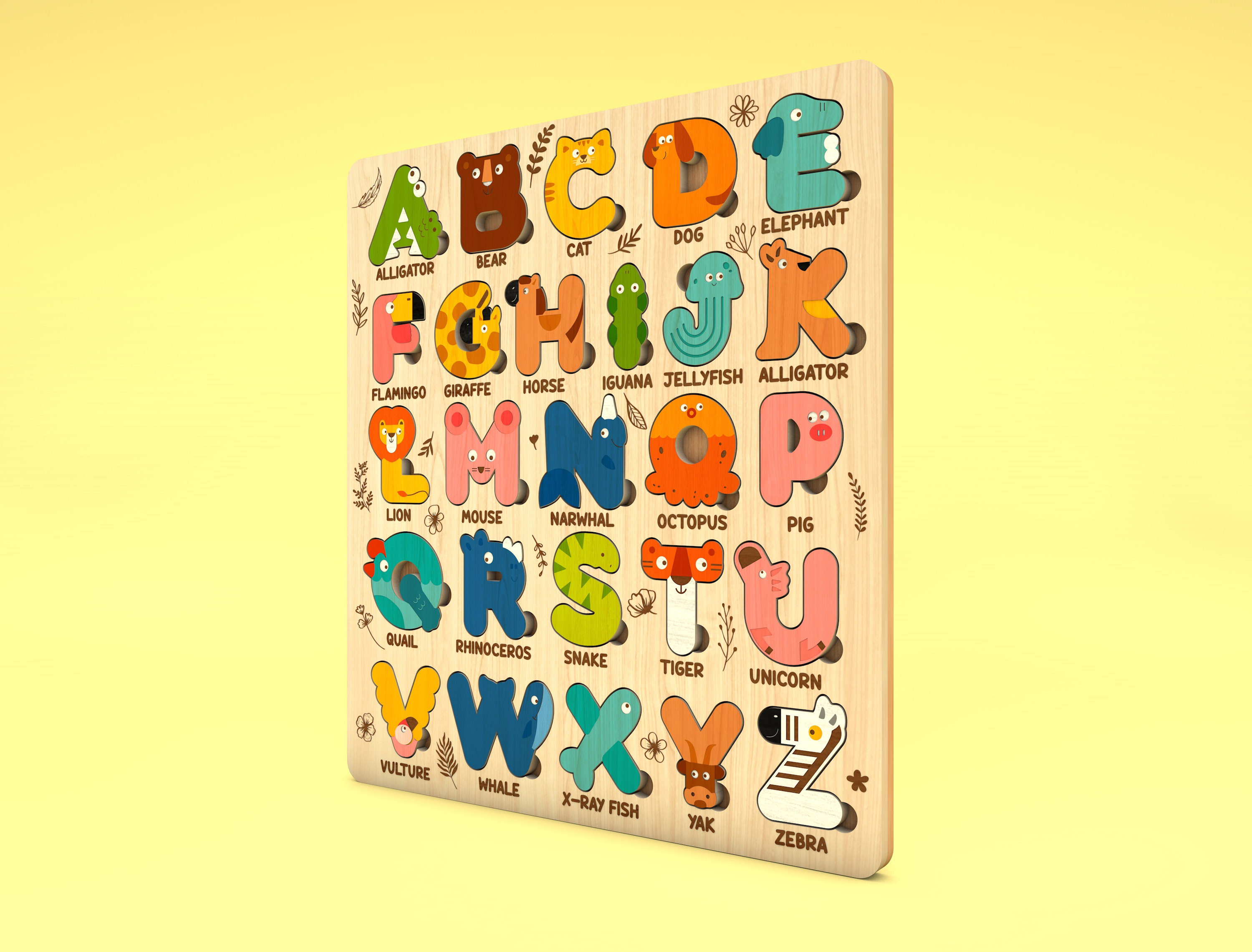 Personalized Animal Alphabet Puzzle Svg,puzzle for Kids,kids Laser Svg ...