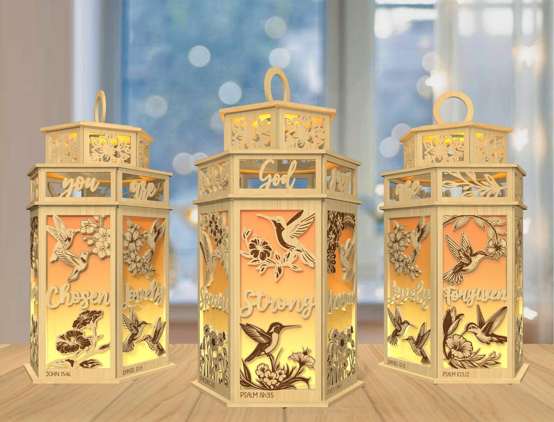 3D Hummingbird Lantern Laser Cut File, Bible Verse Lantern Svg ...