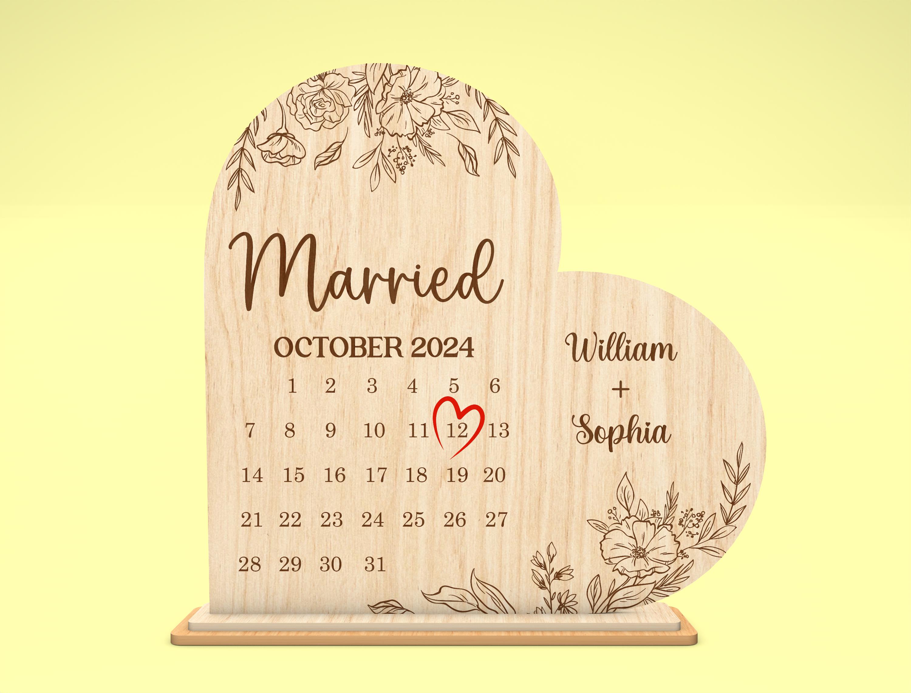Personalized Married Calendar Heart Sign Svg, Couple Hands Sign Svg ...