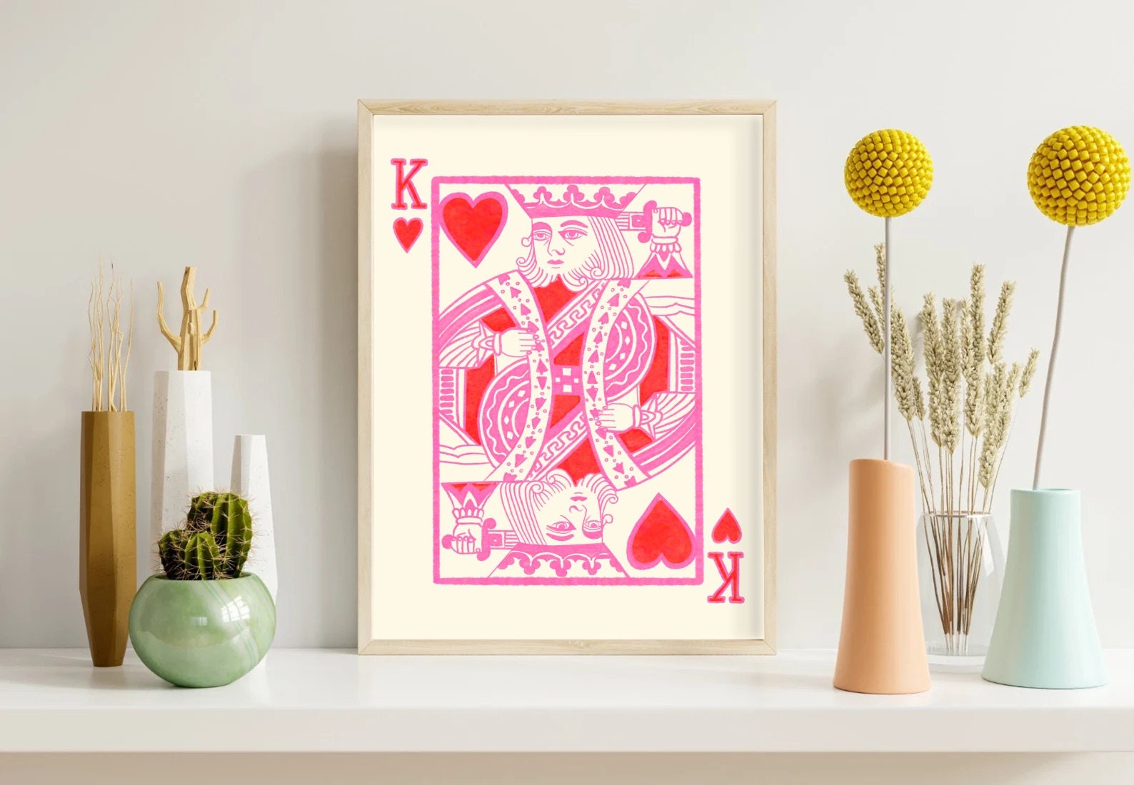 Set of 2 Printable Posters Queen & King of Heart Card Poker - Etsy Finland
