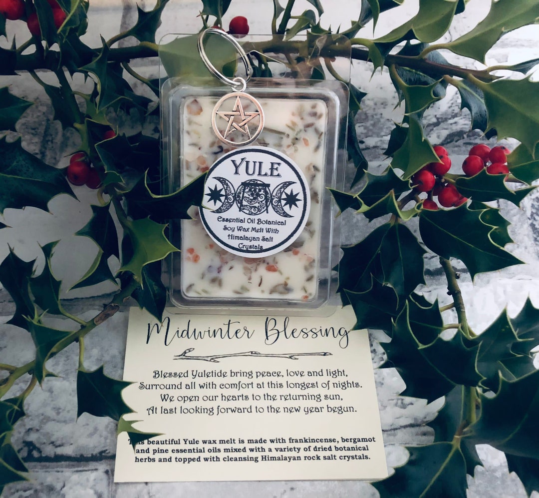 Beautiful YULE Wax Melt With Midwinter Blessing and Pentagram Charm ...
