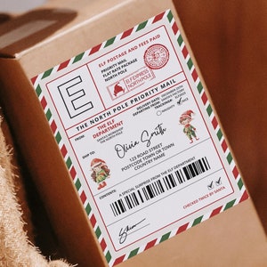 Custom Elf Mail Shipping Label Template Elf Mail Arrival Box Label ...