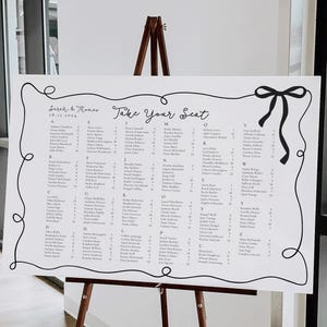 Wedding Seating Chart | Black Bow Seating Chart | Bow Table Seating ...