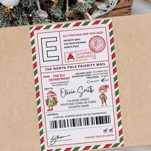 Custom Elf Mail Shipping Label Template Elf Mail Arrival Box Label ...