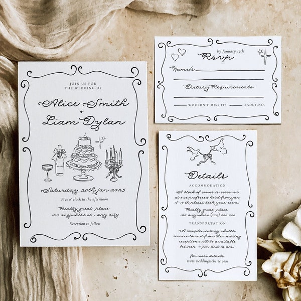 French Style Wedding Invitation - Etsy