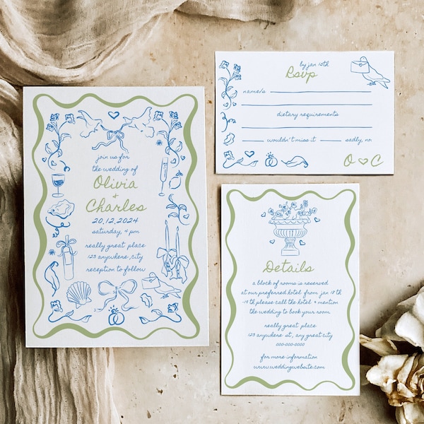 Hand Drawn Invite - Etsy