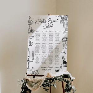 Hand Drawn Wedding Seating Chart Whimsical Seating Chart Quirky Table ...