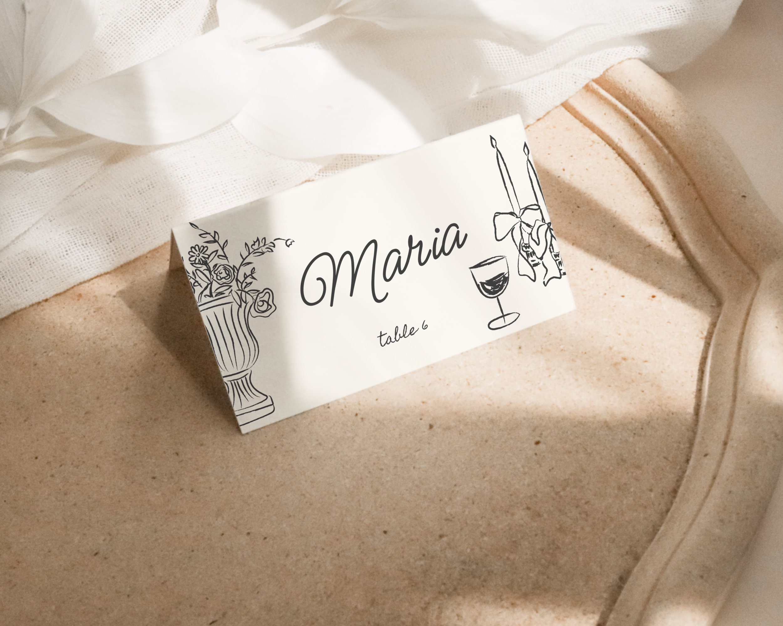 Menu & Place Card Template Hand Drawn Menu Template Place Card Menu ...