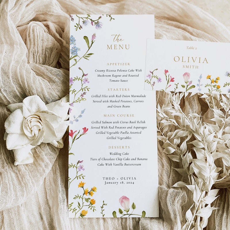 Floral Menu - Etsy