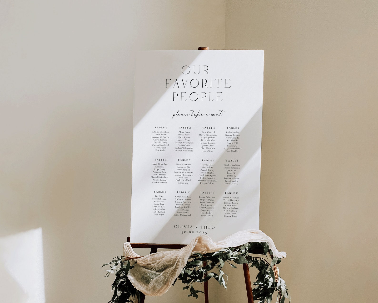 Minimalist Wedding Seating Chart Template: Modern Table Plan (digital ...