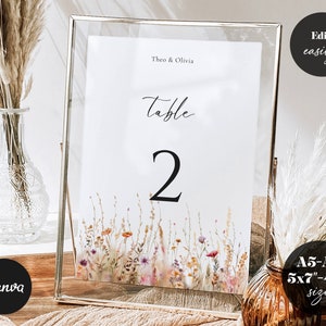 Wildfloral Wedding Table Number Sign | Boho Wedding | Modern Minimalist ...