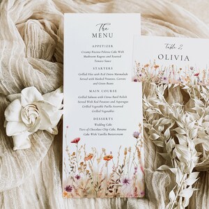 Wildfloral Menu & Place Card Template | Flower Menu Template | Floral ...