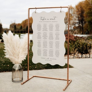 Wavy Wedding Seating Chart Template: Modern Minimalist Signage (digital ...