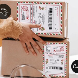Custom Elf Mail Shipping Label Template Elf Mail Arrival Box Label ...