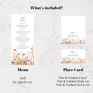 Wildfloral Menu & Place Card Template | Flower Menu Template | Floral ...