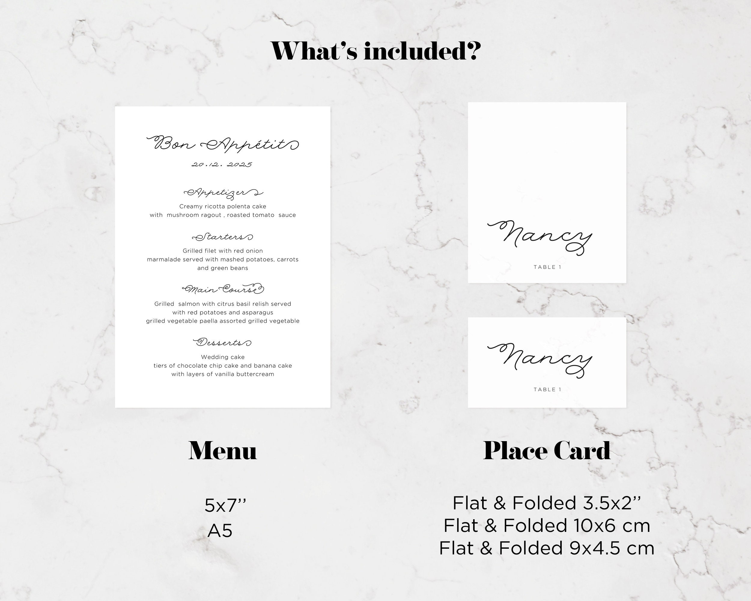 Menu & Place Card Template Hand Drawn Menu Template Party Menu Place ...