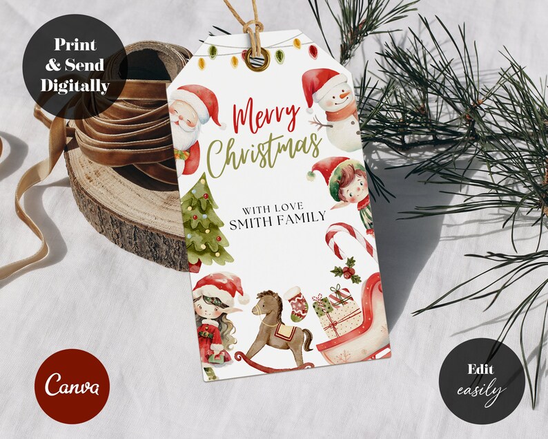 Editable Christmas Gift Tag Christmas Kids Gift Tag - Etsy