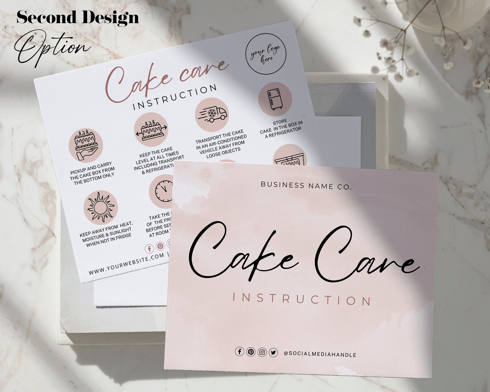 Editable Cake Care Card Template Printable Wedding Cake Care Cards ...