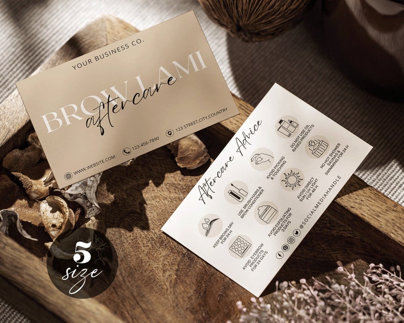 Editable Brow Lamination Aftercare Card Brow Care Card Eyebrow ...
