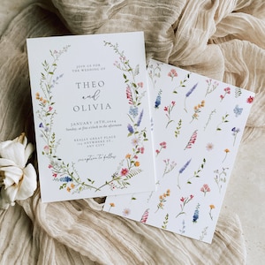 Spring Floral Wedding Invitation Template: Colorful Wildflowers ...