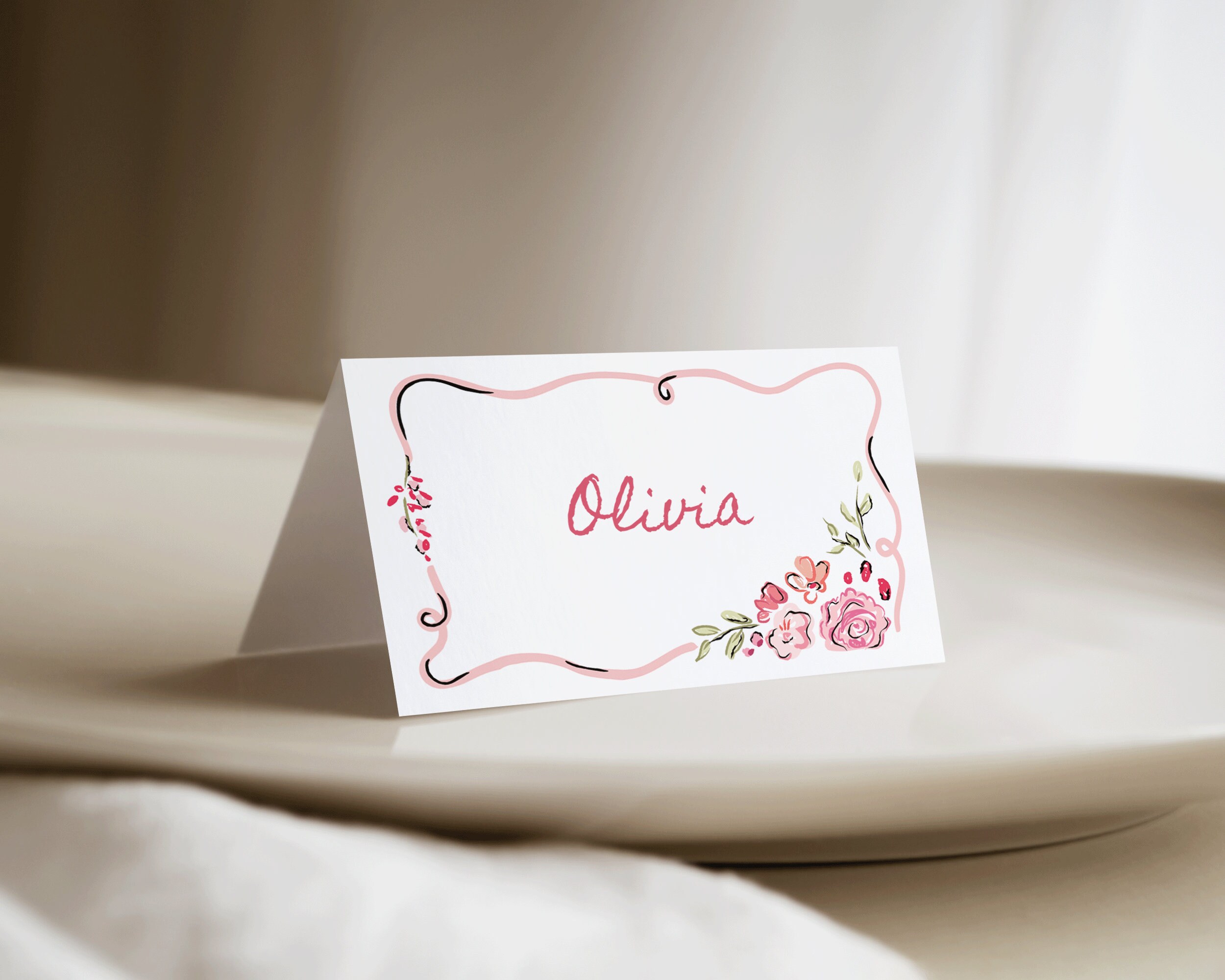 Menu & Place Card Template Floral Menu Template Wedding Menu Place Card ...