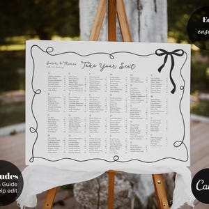 Wedding Seating Chart | Black Bow Seating Chart | Bow Table Seating ...
