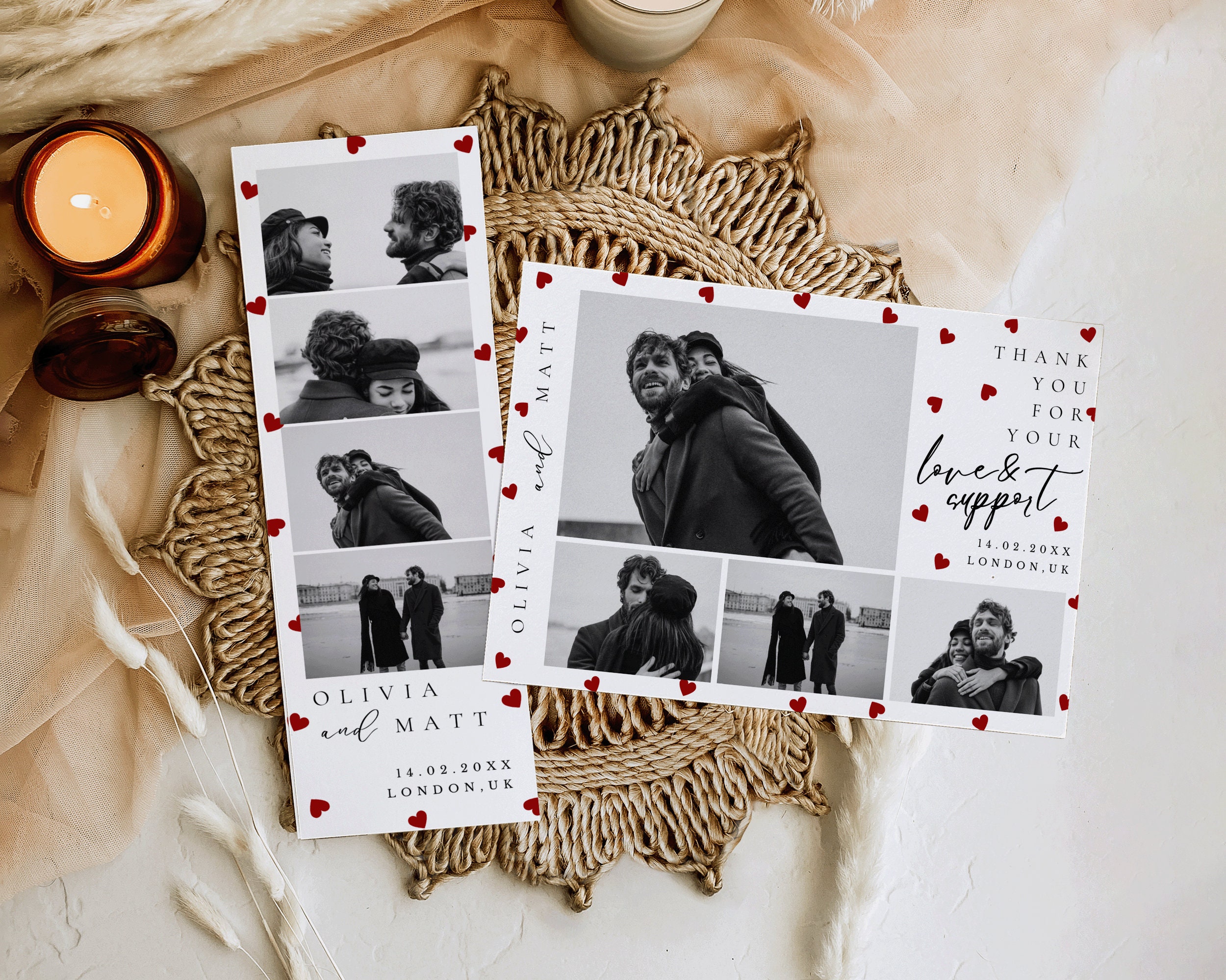 Red Heart Photo Booth Strip Template Wedding Photo Booth Overlay Photo ...