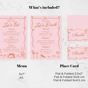 Hens Night Menu & Place Card Template | Hens Night Menu | Hand Drawn ...