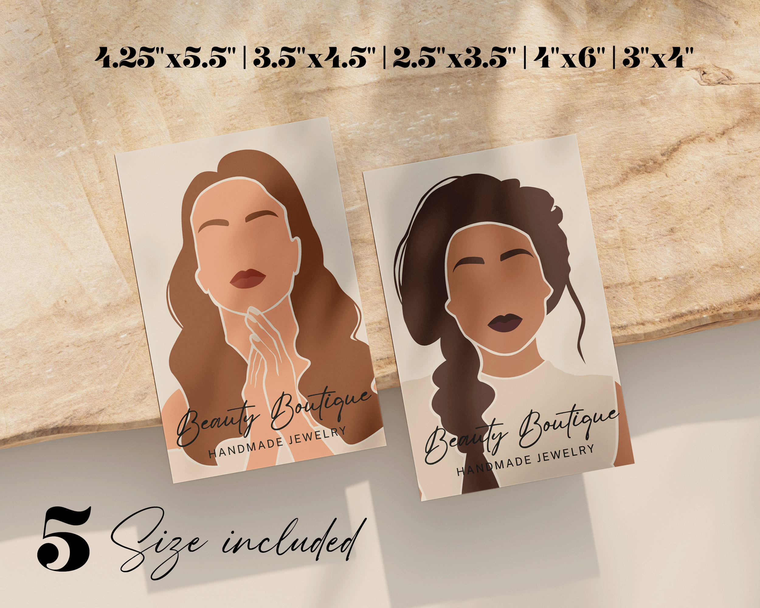 Editable Jewelry Display Card Earring Display Card Woman Portrait ...