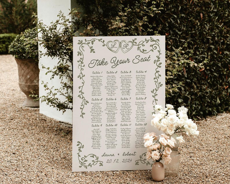 Whimsical Wedding Seating Chart: Italian Mediterranean Design (digital ...