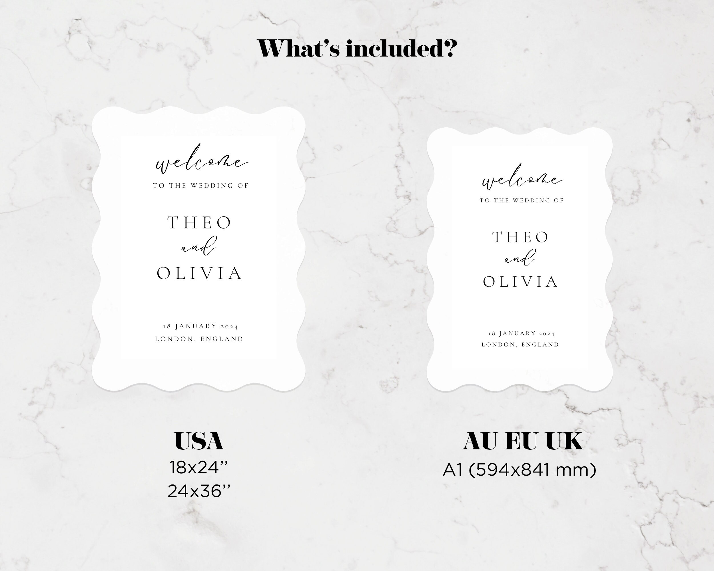 Wavy Welcome Sign Template Wave Wedding Sign Modern Wedding Sign Ripple ...