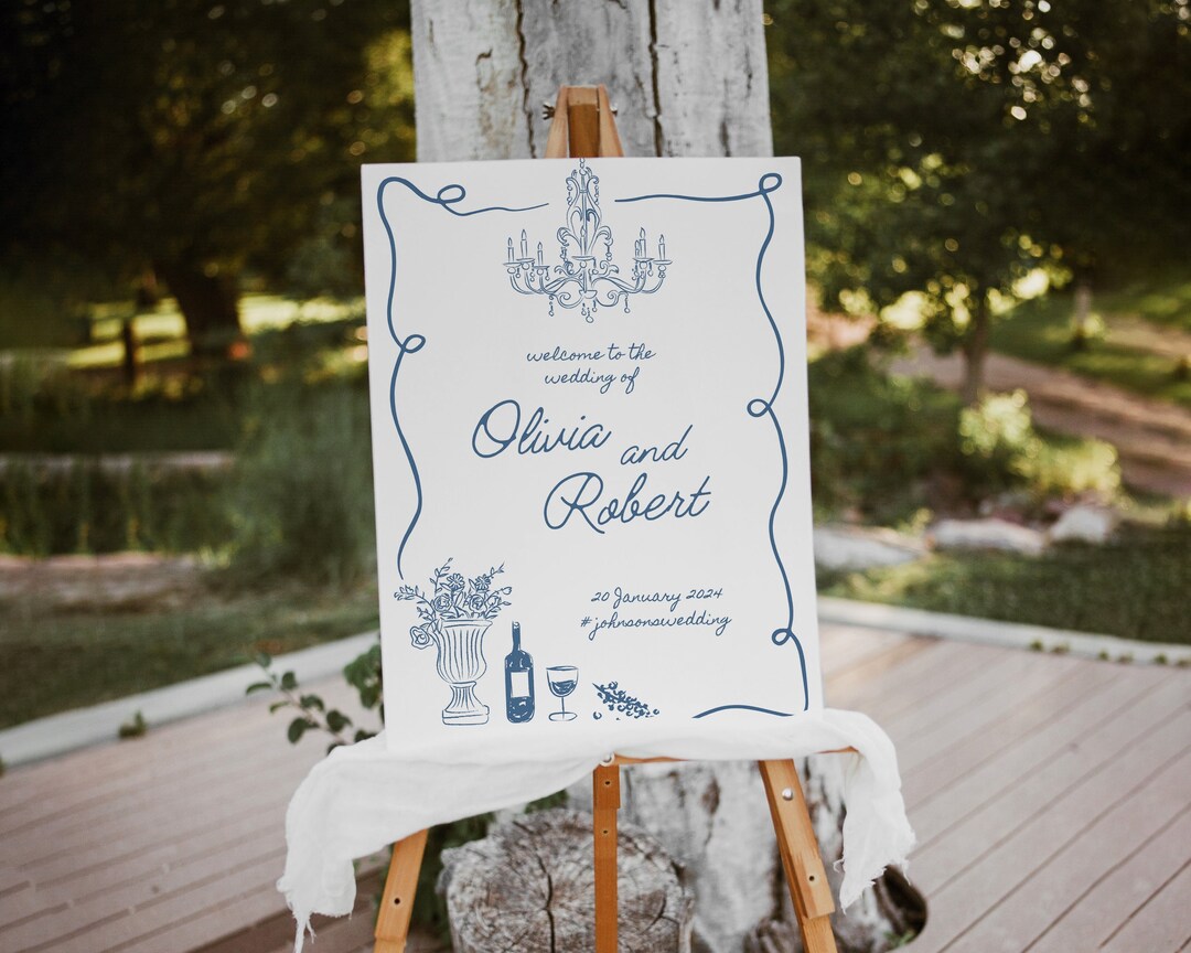 Hand Drawn Wedding Welcome Sign | Whimsical Welcome Sign | Fun Wedding ...