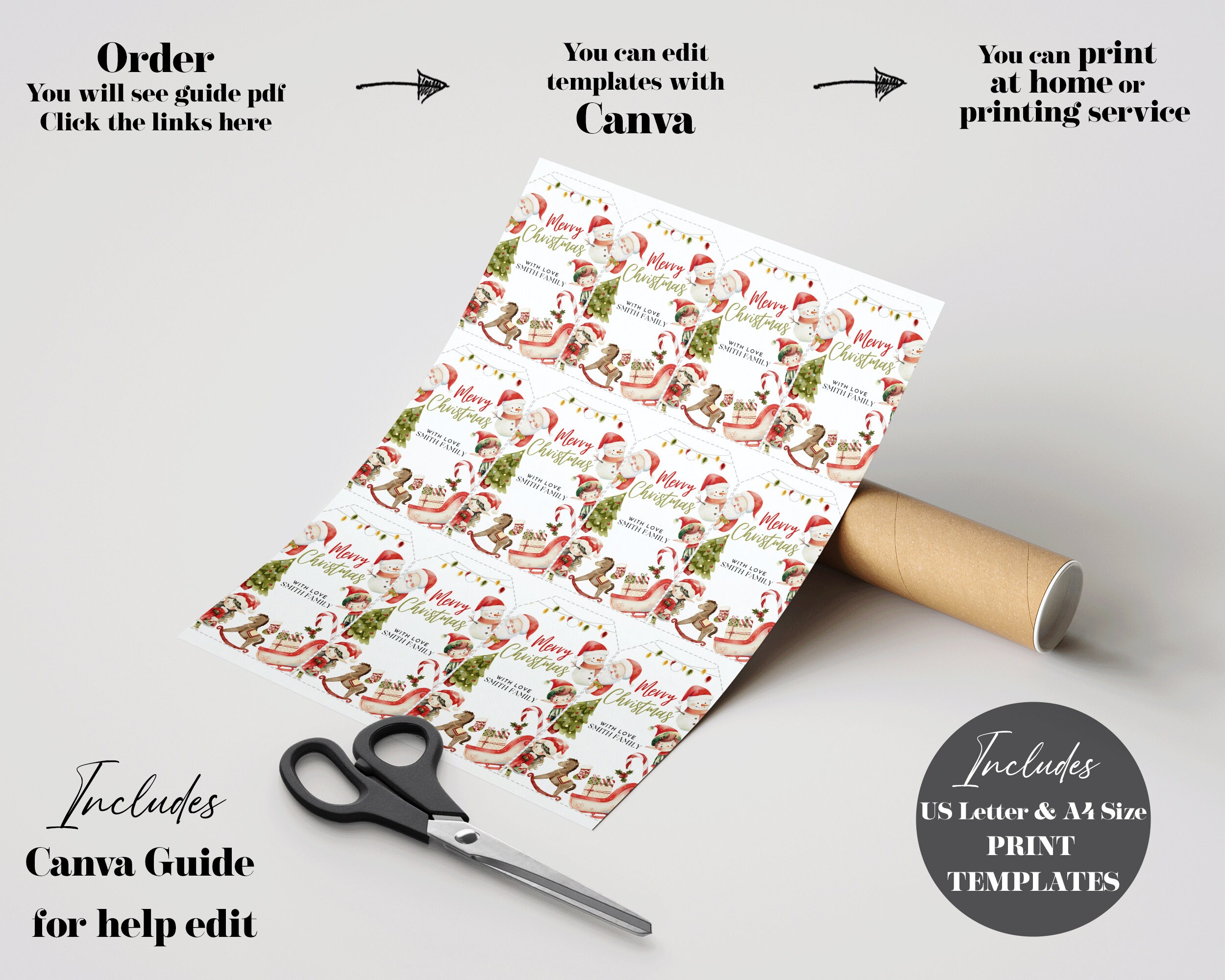 Editable Christmas Gift Tag Christmas Kids Gift Tag - Etsy