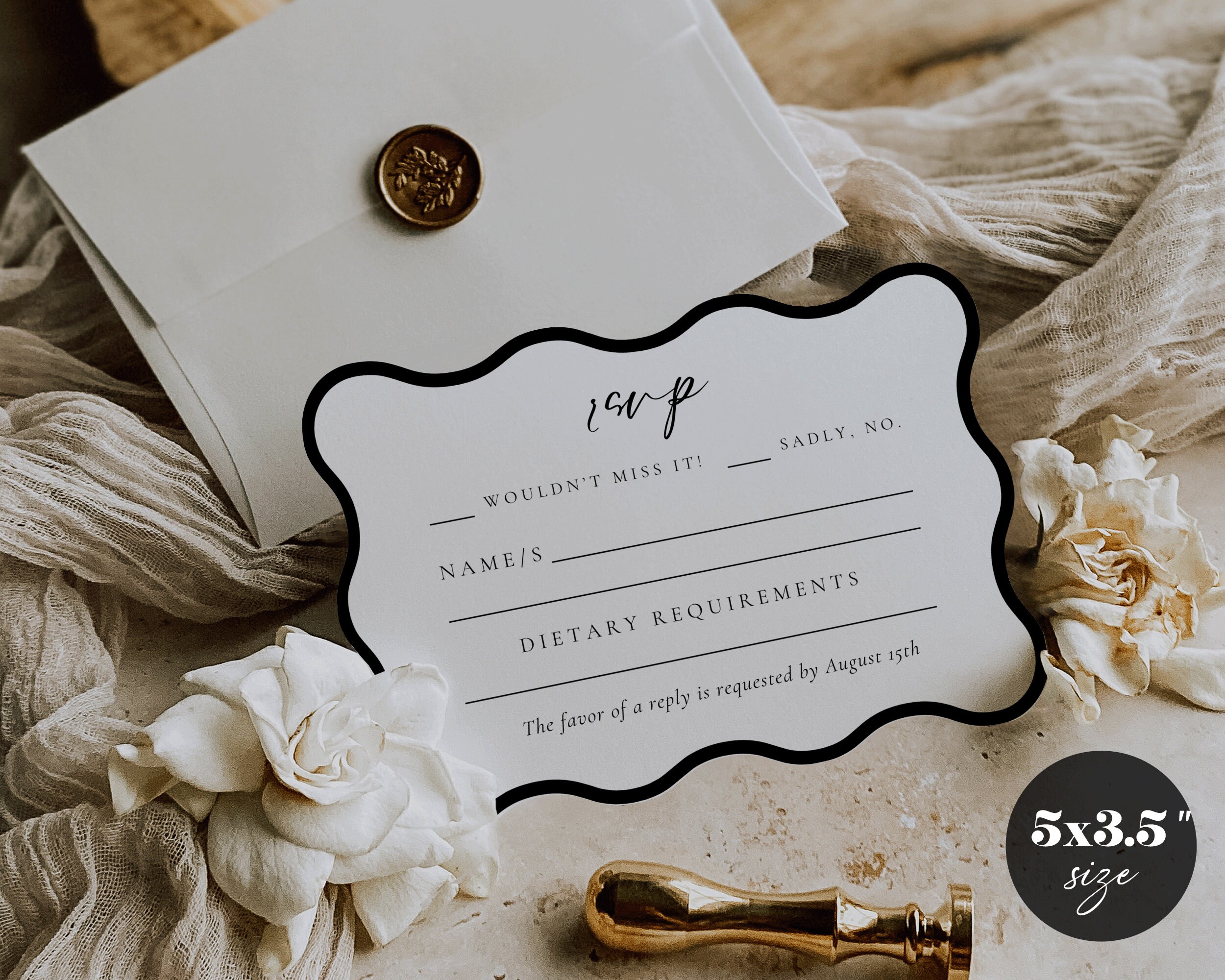 Editable Black Wavy Wedding Invitation Template Wave Wedding Invitation ...