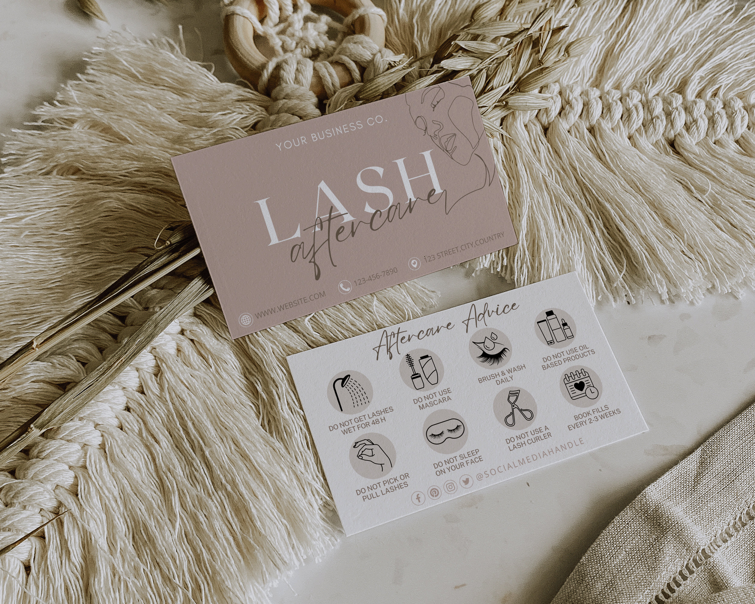 Lash Aftercare Cards Woman Lash Card Printable Lash Business Cards ...
