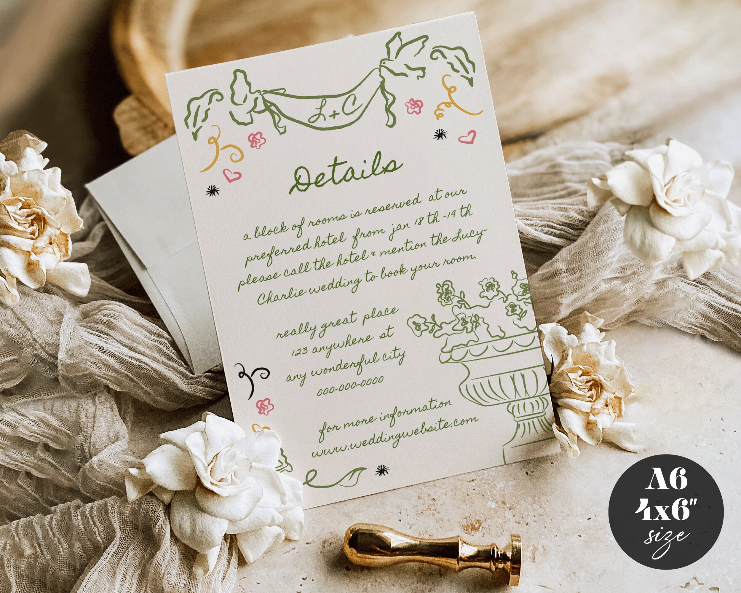 Whimsical Wedding Invitation Template Quirky Funky Invitation Hand ...
