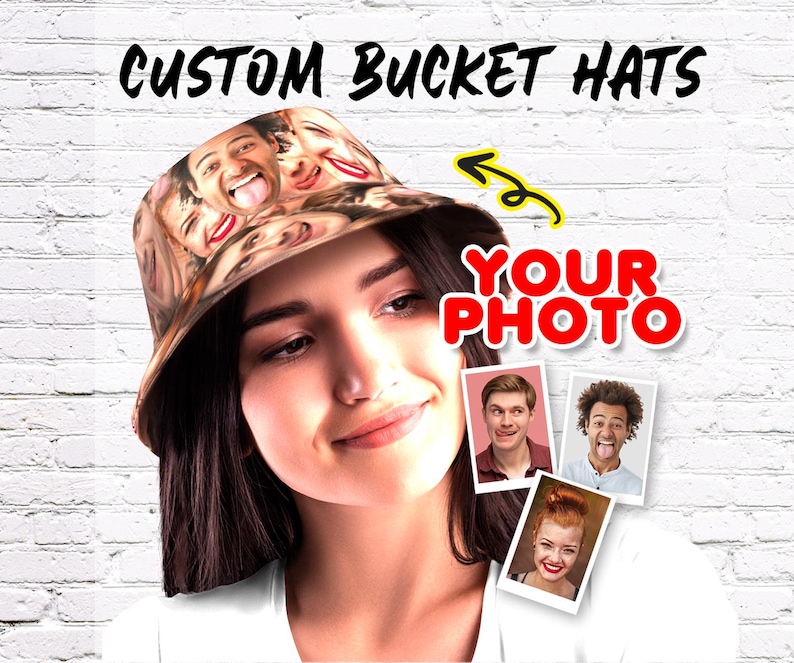 Custom Face Bucket Hat. Custom Face Photo Summer Hat. Personalised ...