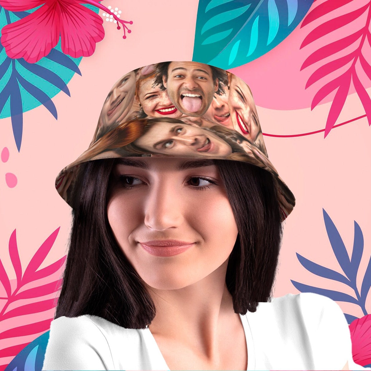 Custom Face Bucket Hat. Custom Face Photo Summer Hat. Personalised ...