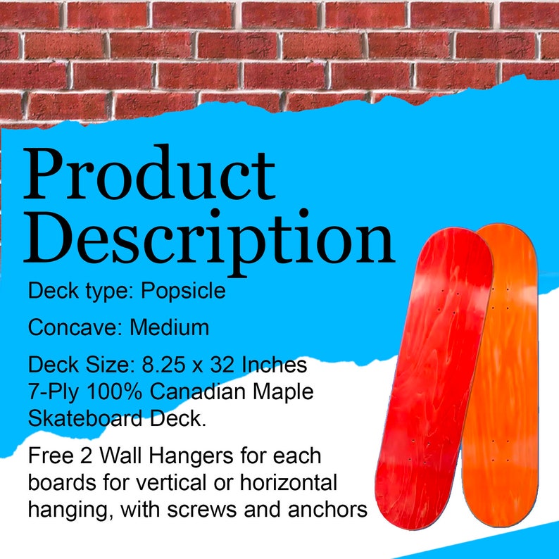 Skateboard Wall Pop Art, Pro-grade Maple Boards, Home and Office Decor ...