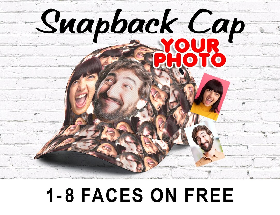 CUSTOM SNAPBACK CAP. Face Mashup. Any Face Allover Hat. Personalised ...
