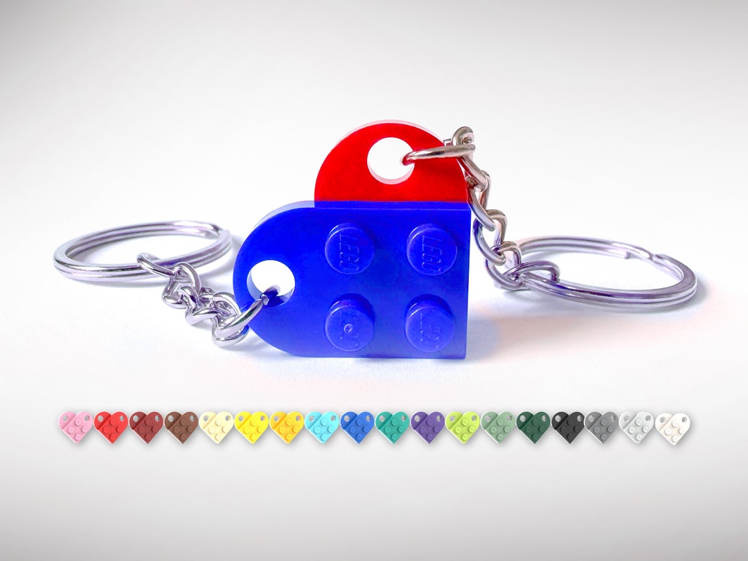 LEGO Brick Heart Keychain, Couples Keyring Set - Etsy UK