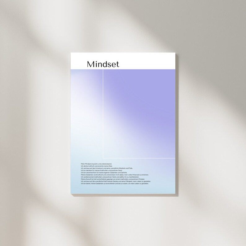 MINDSET AFFIRMATION Wall Mural Digital Poster Positive Manifestation ...