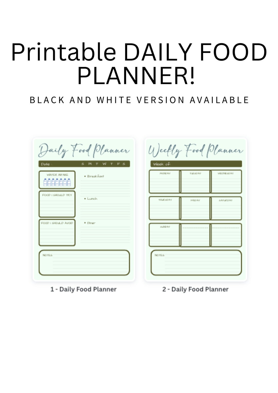 Printable DAILY FOOD PLANNER! - Etsy