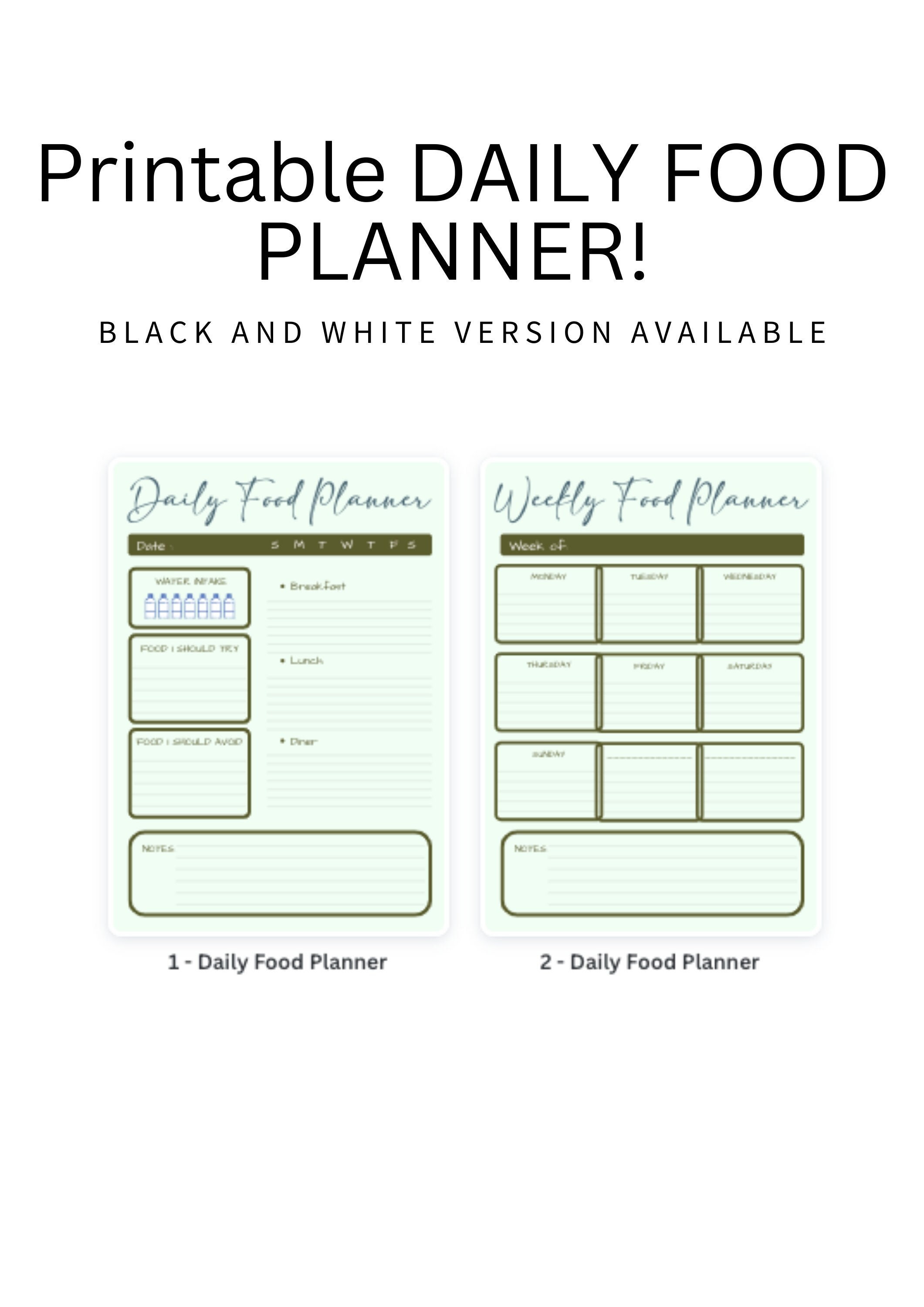 Printable DAILY FOOD PLANNER! - Etsy