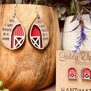 Red Barn Earring SVG Laser Cut File Glowforge Earrings Raised in a Barn ...