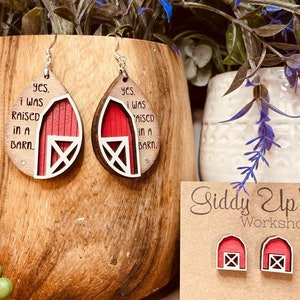 Red Barn Earring SVG | Laser Cut File | Glowforge Earrings | Barn SVG ...