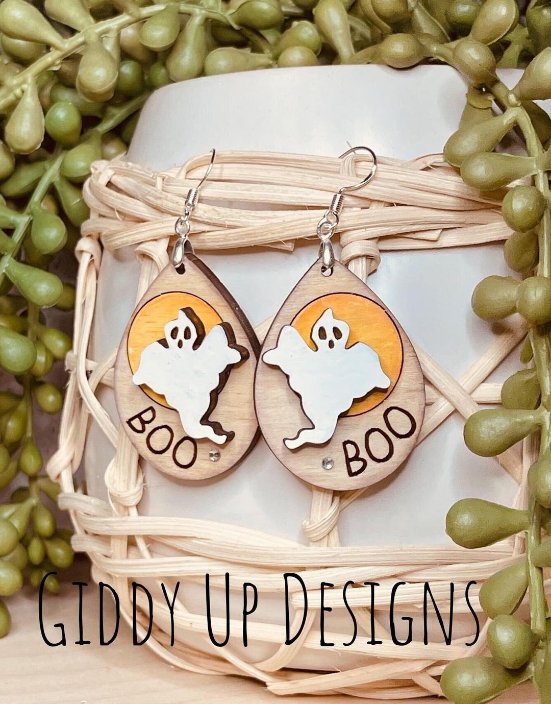 Boo Ghost Earring SVG File Halloween SVG Files Glowforge Happy ...