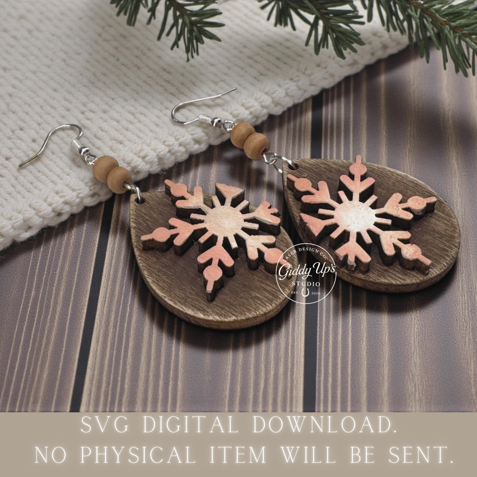 Snowflake Earring SVG File: Christmas Winter Earrings (glowforge File ...